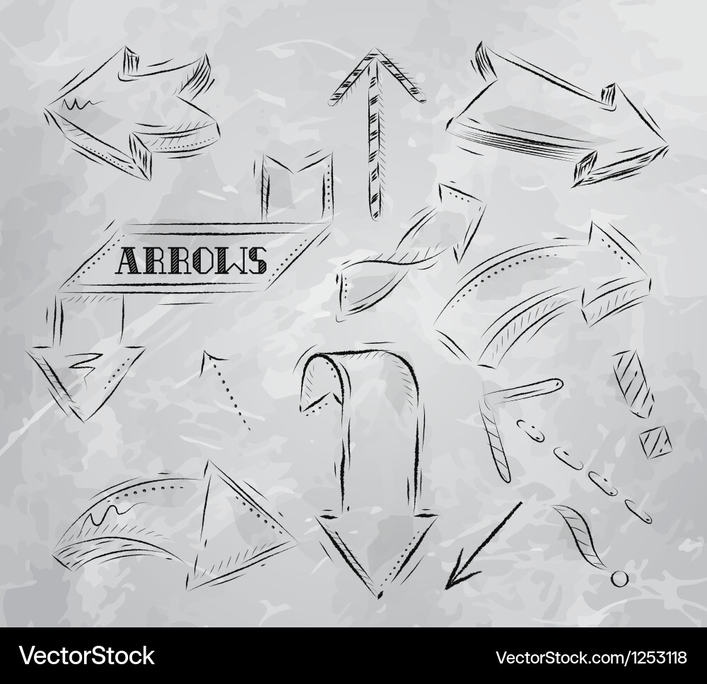 Arrow stylized drawing in charcoal on board Vector Image
