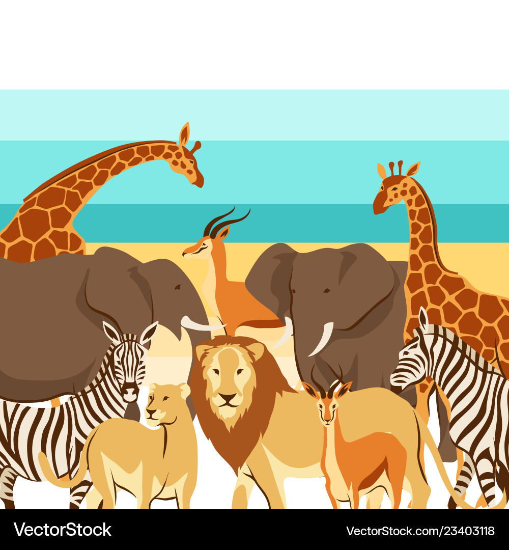 Background with african savanna animals Royalty Free Vector