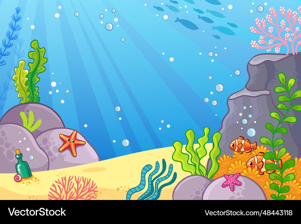 Cute marine life background Royalty Free Vector Image