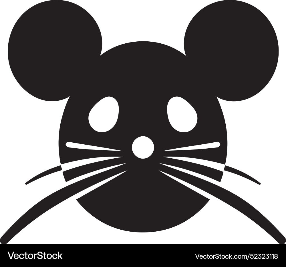 Elegant inked lines black mouse beauty b Vector Image