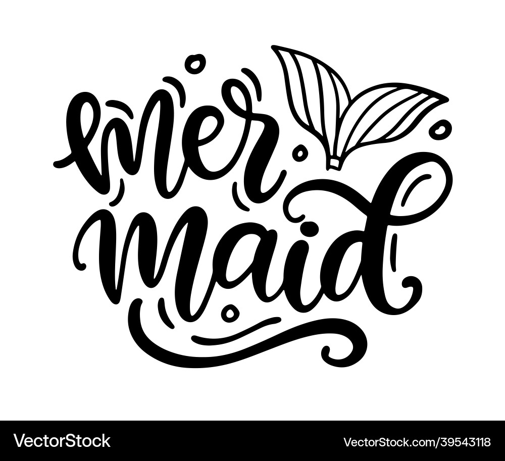 Mermaid hand written lettering template Royalty Free Vector