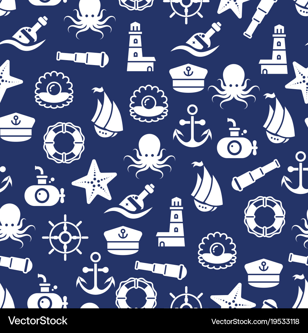 Ocean or sea seamless pattern with anchor boat Vector Image
