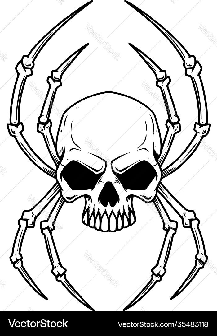 Skull with spider legs design element Royalty Free Vector