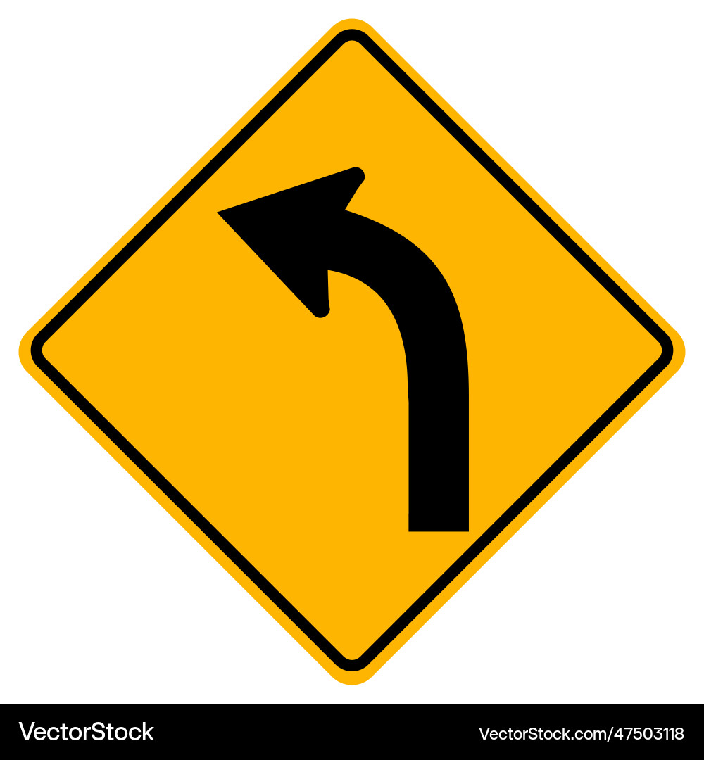 Warning signs curve to left on white background Vector Image