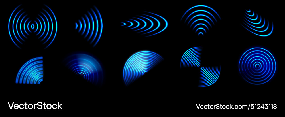 Wifi wave 3d blue neon light radial waves Vector Image