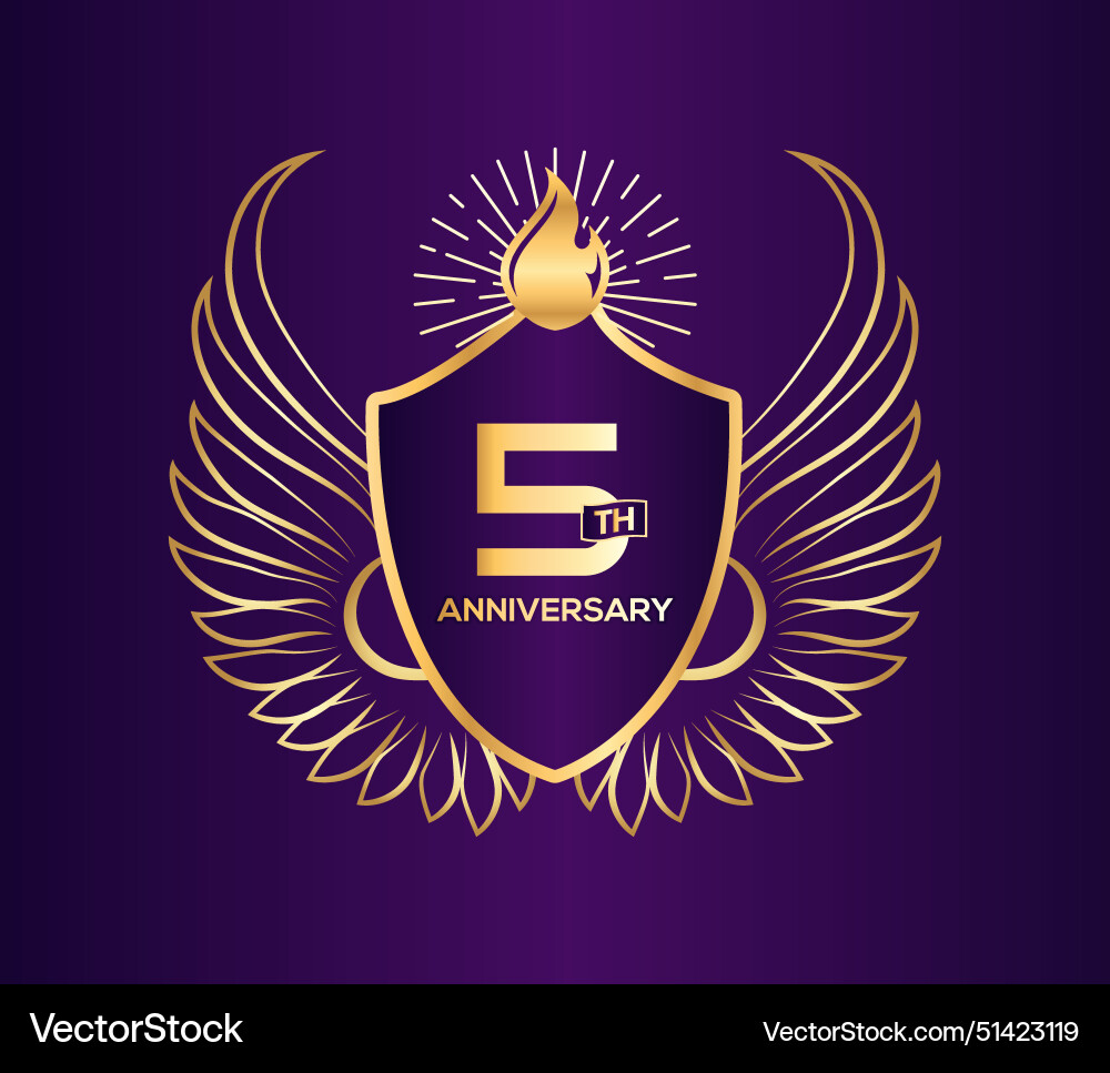 5th anniversary emblem design Royalty Free Vector Image