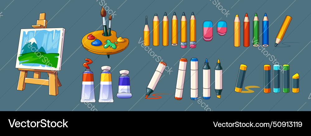 Art tools and materials collection Royalty Free Vector Image