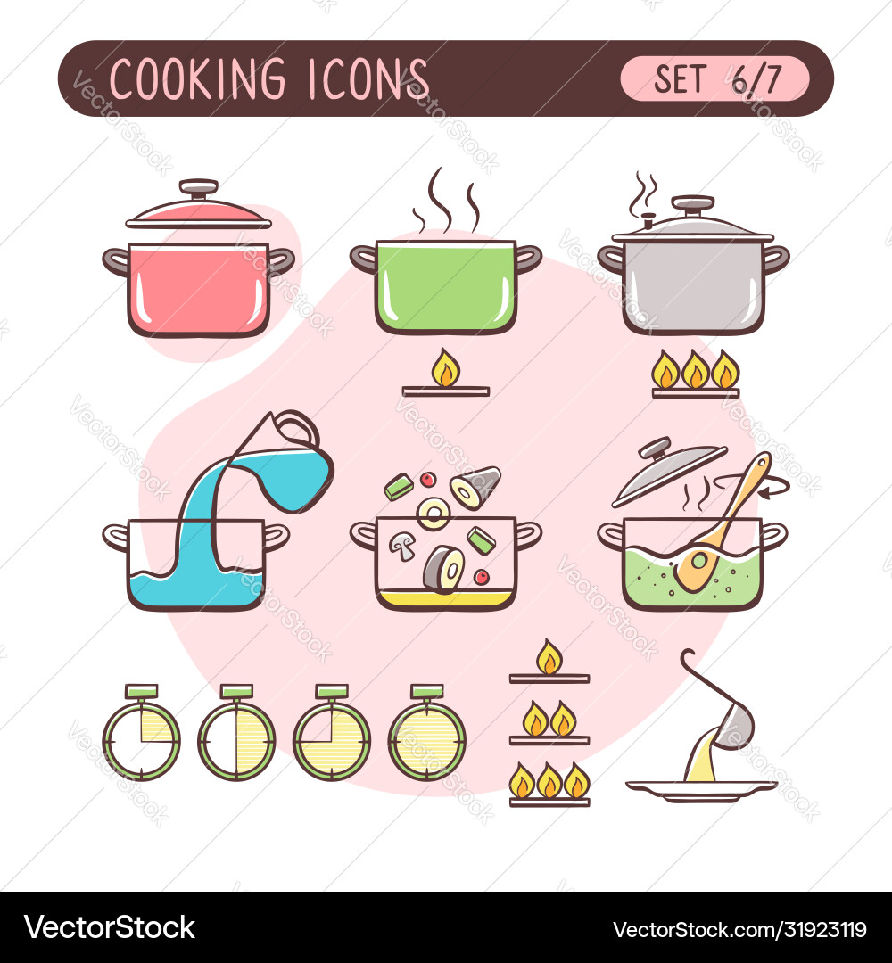 Cooking icon set 6 7 color version Royalty Free Vector Image