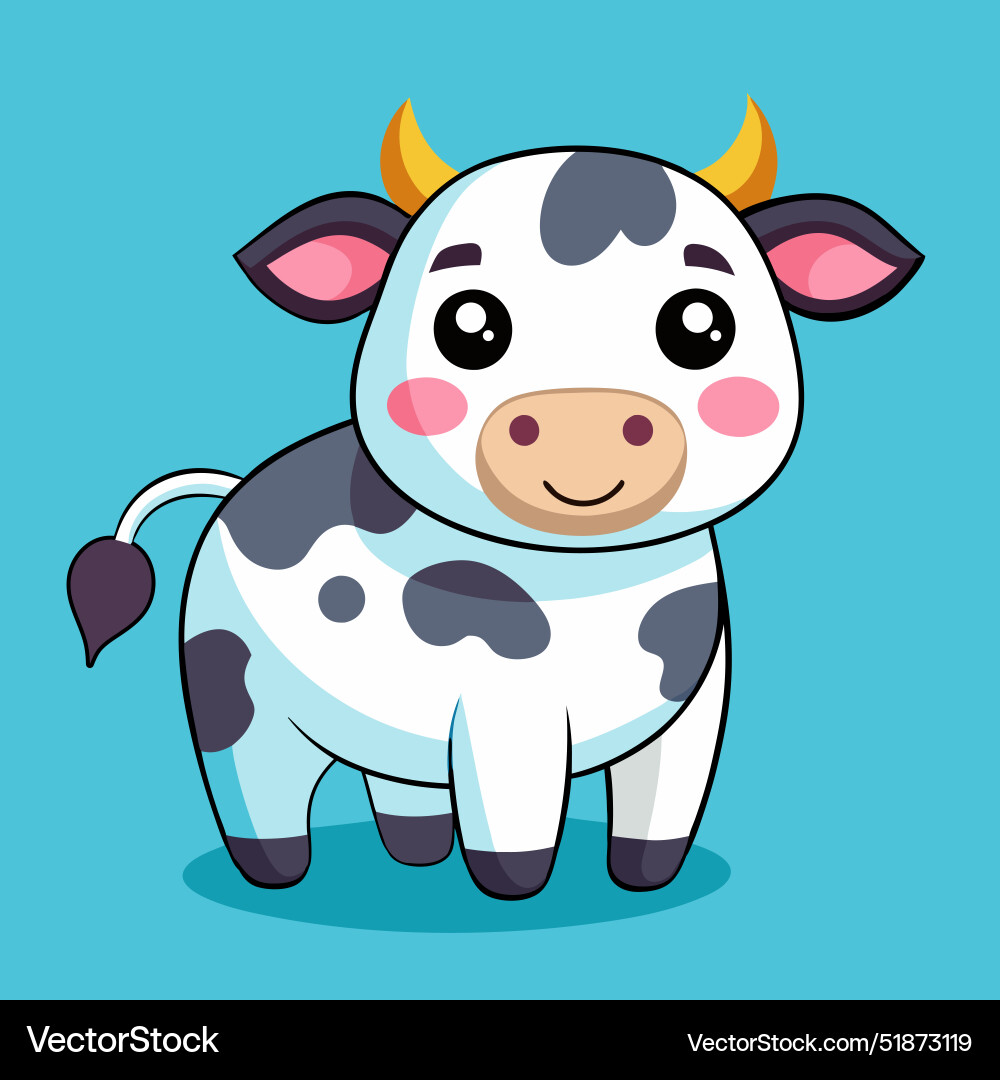 Cute cow cartoon icon Royalty Free Vector Image