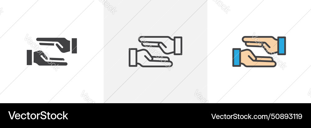 Forgiveness icon set giving promise hands symbol Vector Image