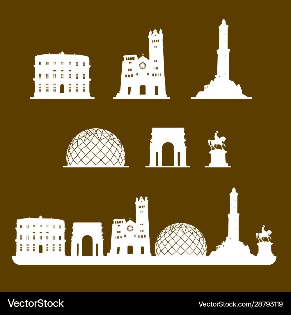 Genova italy skyline panoramic Royalty Free Vector Image