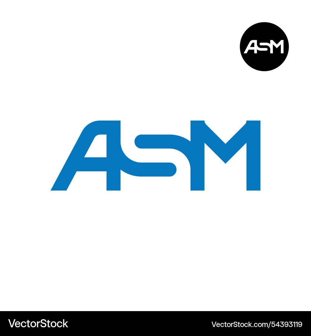 Letter asm logo negative space Royalty Free Vector Image