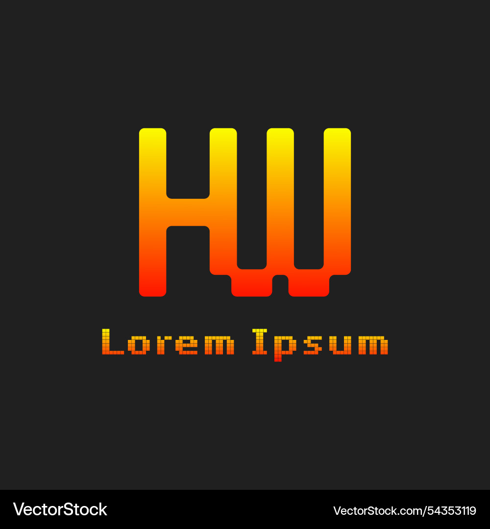 Letters hw pixel monogram logo suitable for any Vector Image