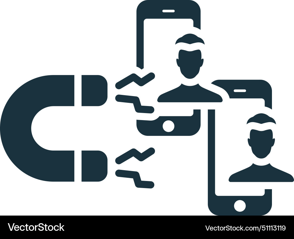Mobile user acquisition icon monochrome simple Vector Image