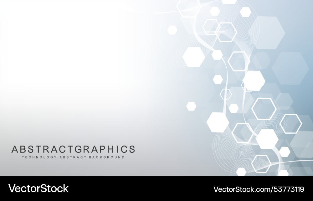 Modern scientific background with hexagons lines Vector Image