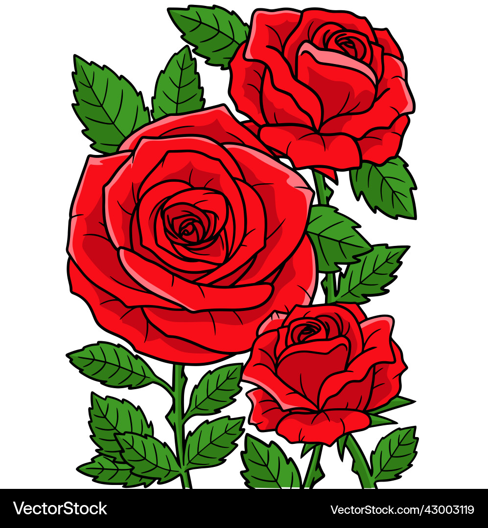 Rose flower cartoon colored clipart Royalty Free Vector