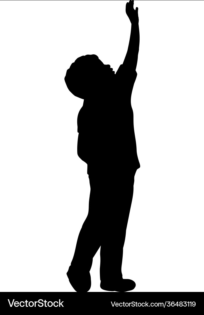 Silhouette little boy pull his hand up Royalty Free Vector