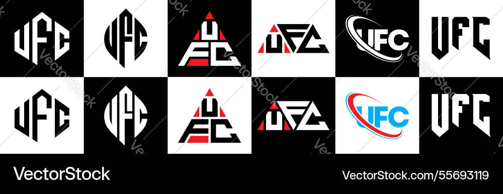 Ufc letter logo design in six style polygon Vector Image
