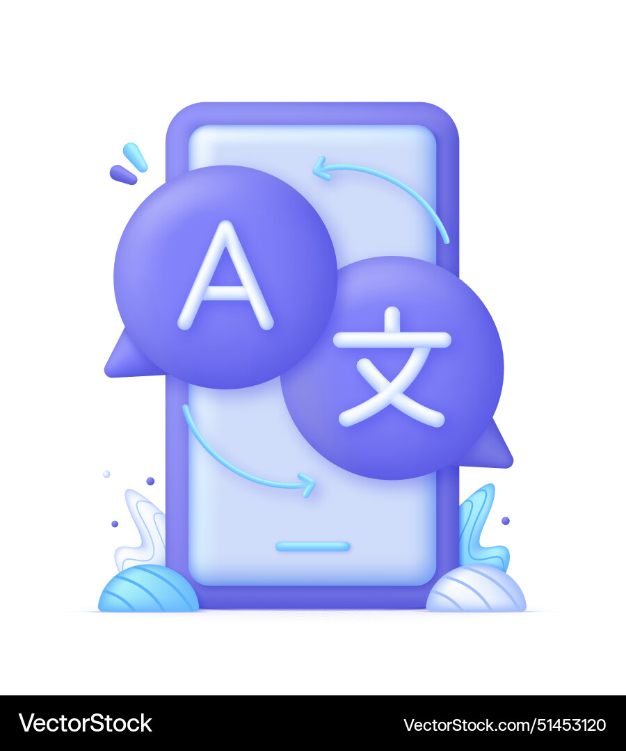 3d language translation on phone Royalty Free Vector Image