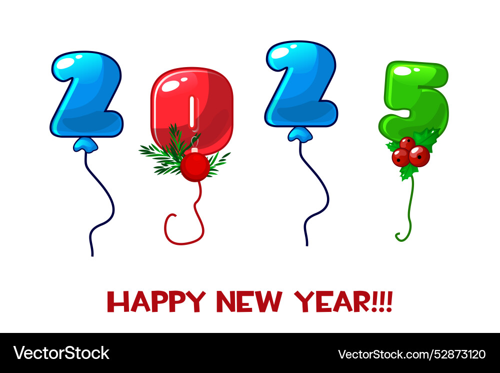 Balloon number 2025 new year isolated Royalty Free Vector