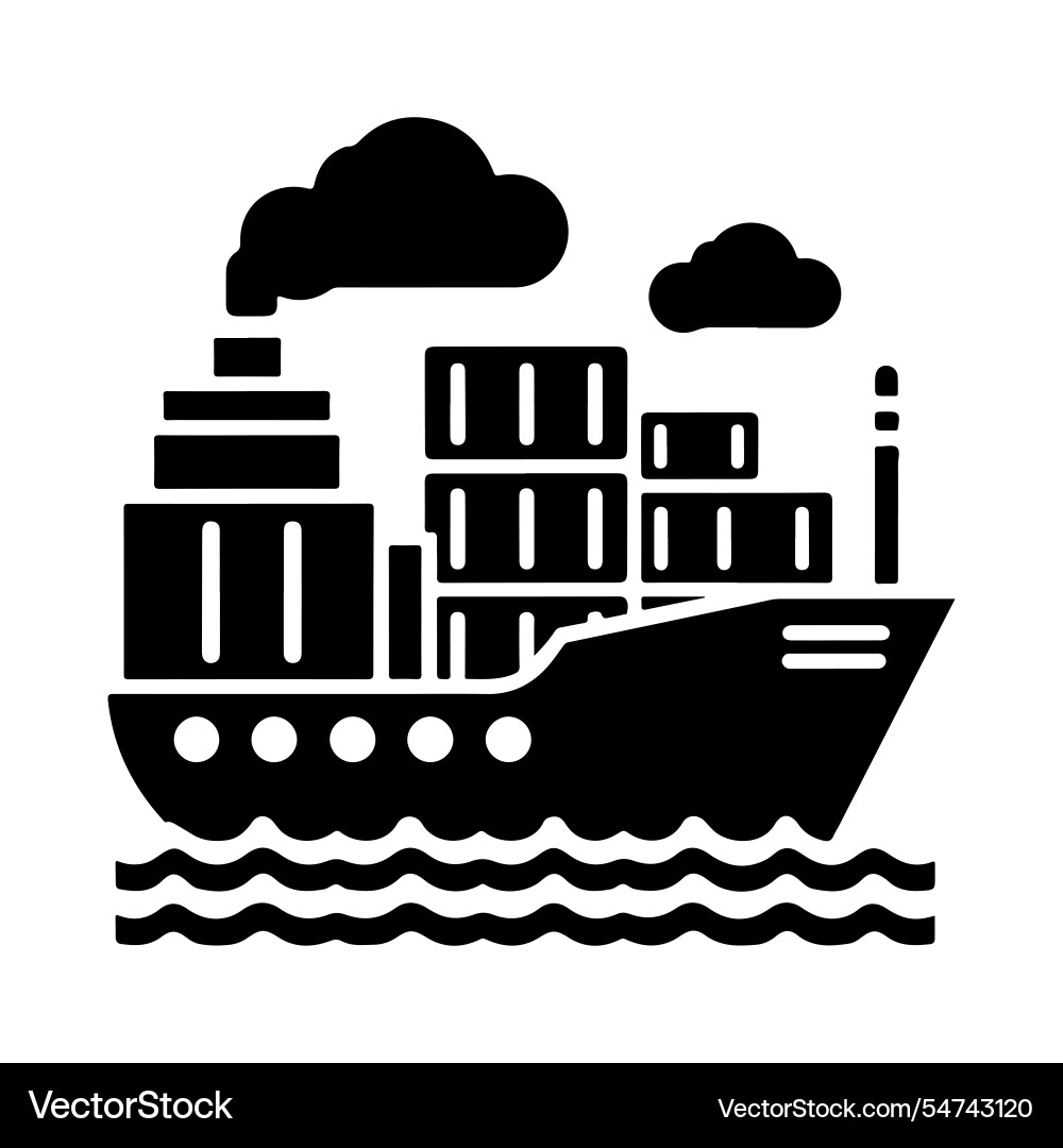 Detailed container ship silhouette for marine Vector Image