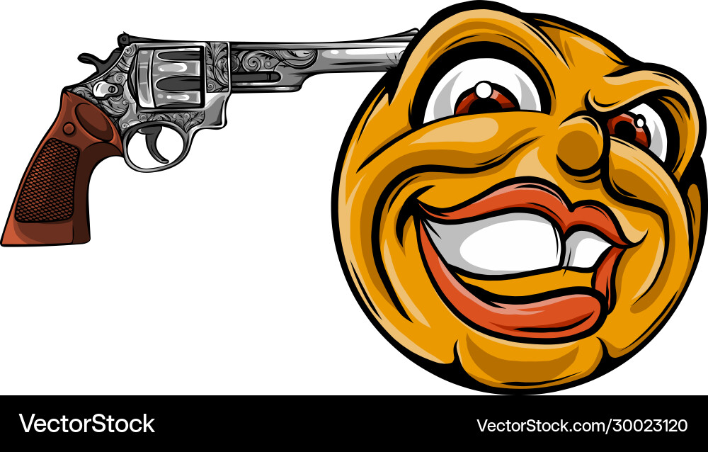 Emoticon pointing a gun on his head Royalty Free Vector