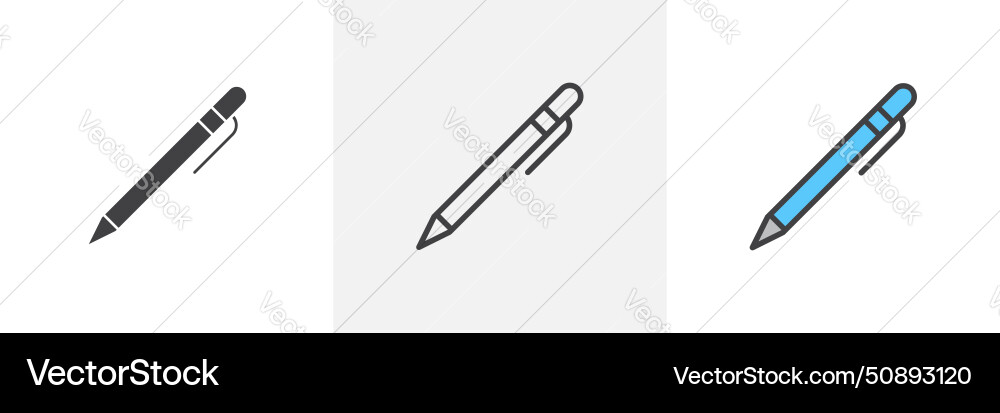 Fountain pen icon set nib with ink symbol Vector Image