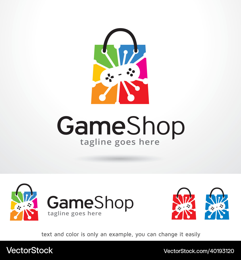 Game shop logo template Royalty Free Vector Image