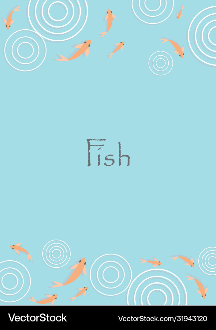 Gold fish with circle water frame Royalty Free Vector Image