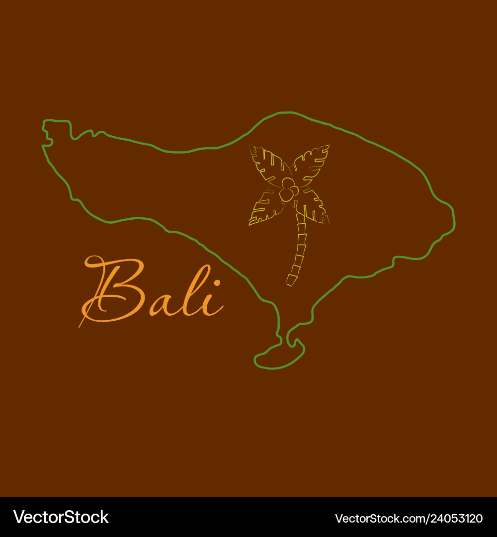 Map of bali thin line Royalty Free Vector Image