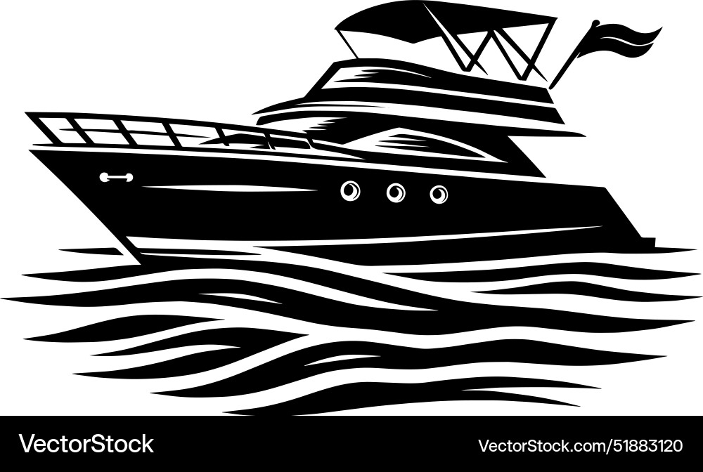 Modern luxury yacht ship silhouette isolated Vector Image