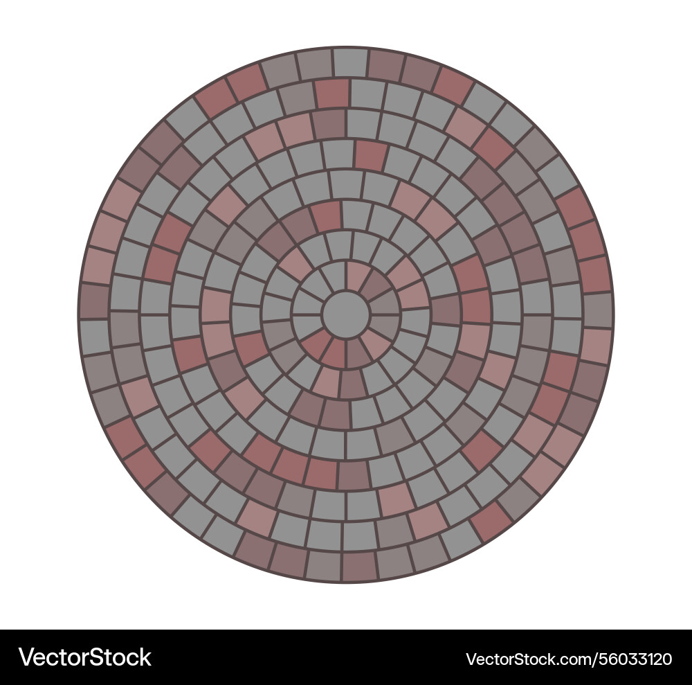 Paved circle pattern tile circular brick mosaic Vector Image