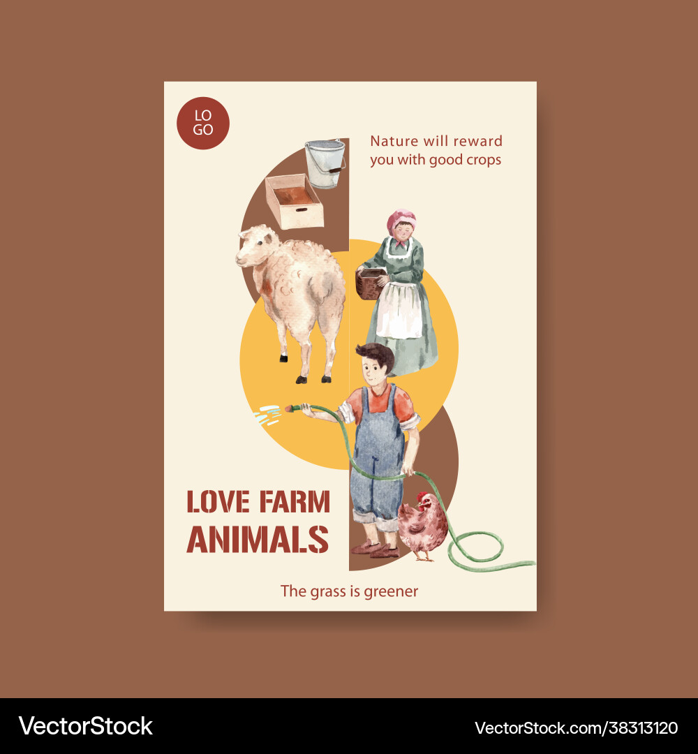 Poster template with farm organic concept design Vector Image