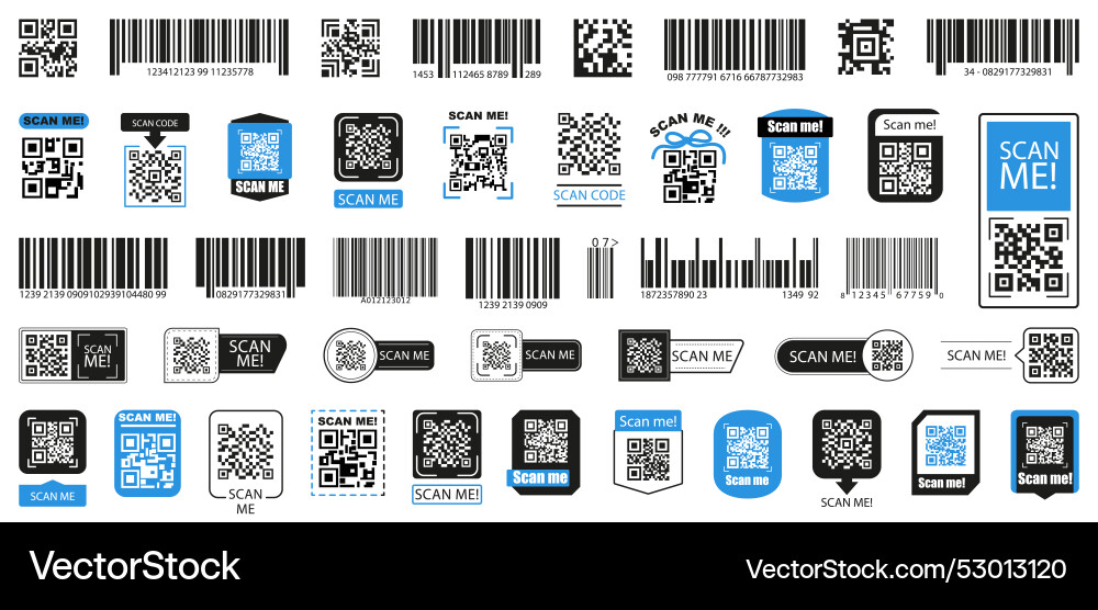 Qr Code Element Collection Set Of Scan Me Vector Image
