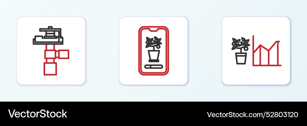 Set line flower statistics automatic irrigation Vector Image