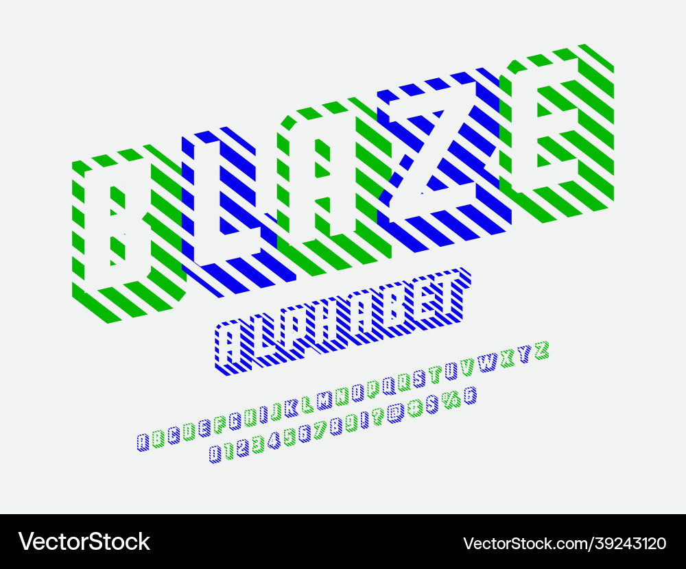Striped Font Alphabet Royalty Free Vector Image
