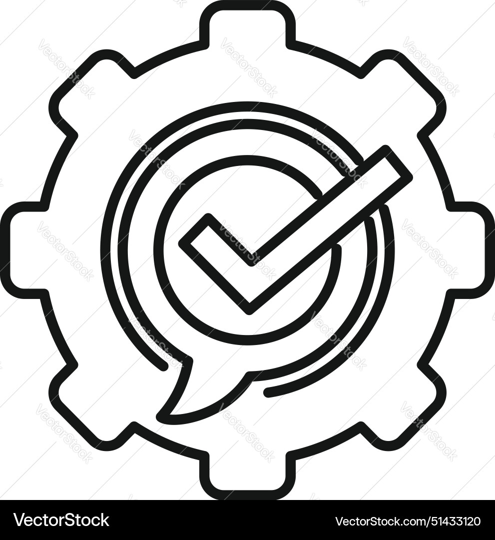 Verified quality control icon in line art style Vector Image