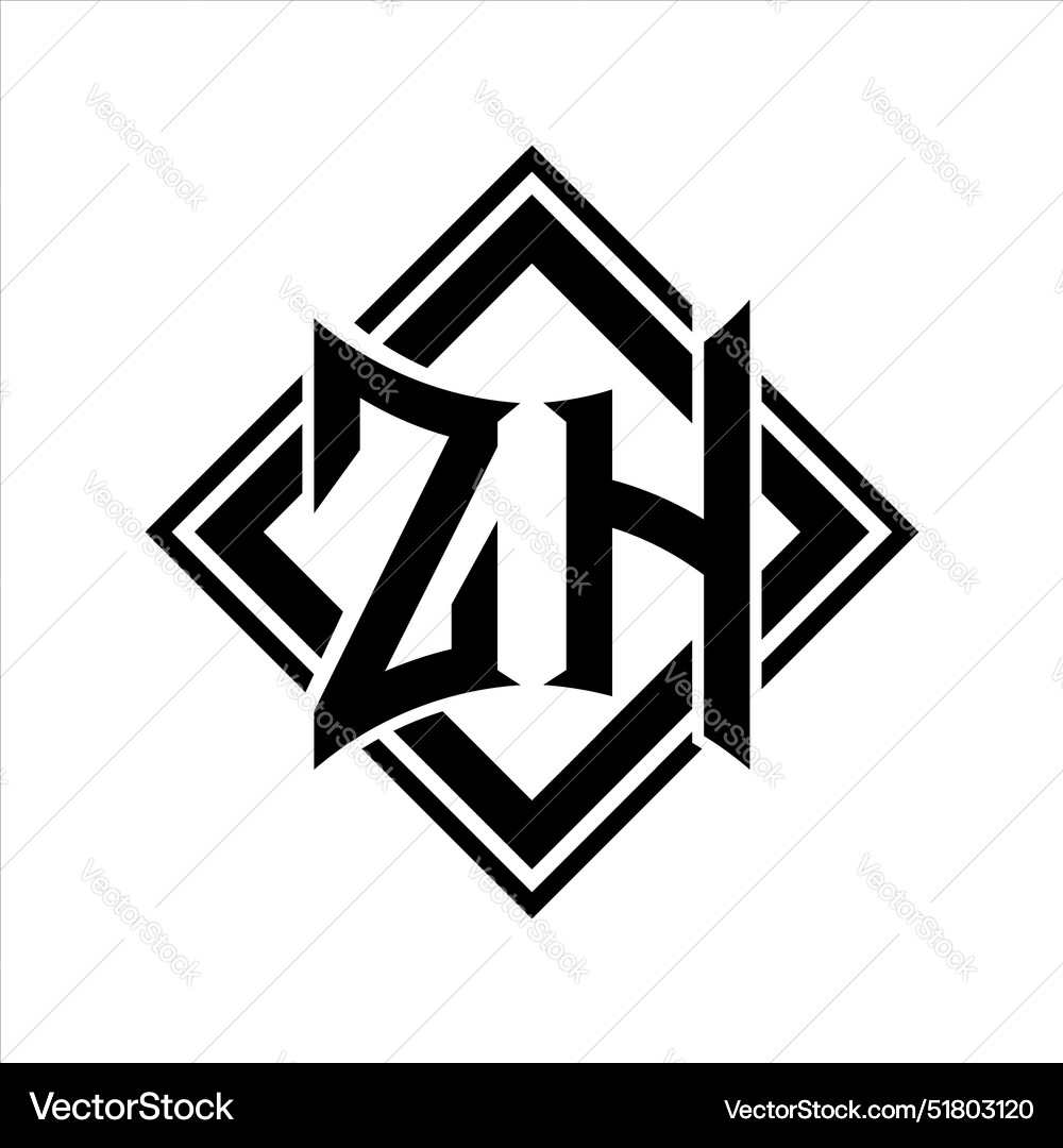 Zh letter logo with abstract shield shape Vector Image