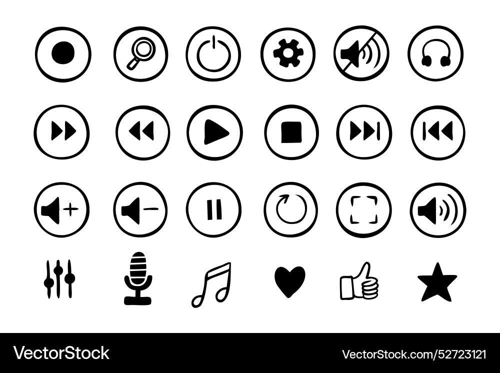Doodle hand drawn music icons set sketch style Vector Image