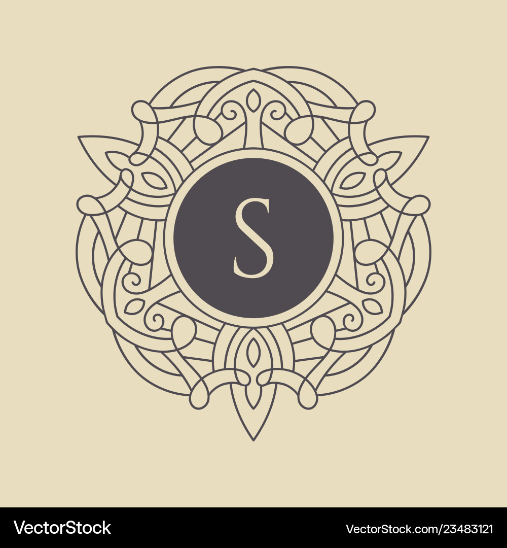 Floral Monogram Badge Template Royalty Free Vector Image