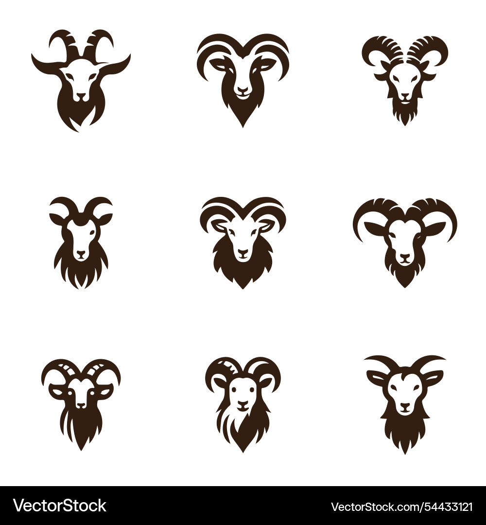 Goat head icon logo with various variations Vector Image
