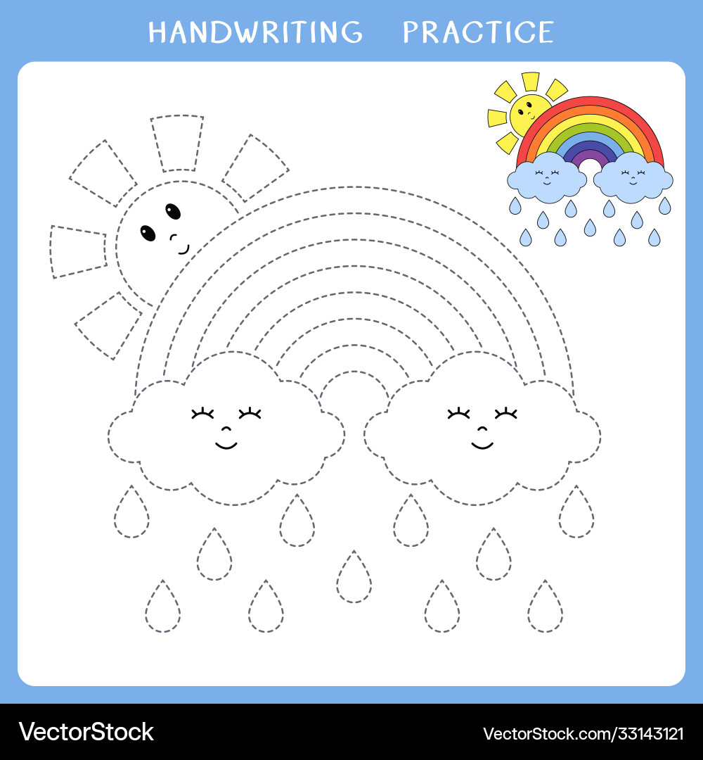 Handwriting practice sheet Royalty Free Vector Image