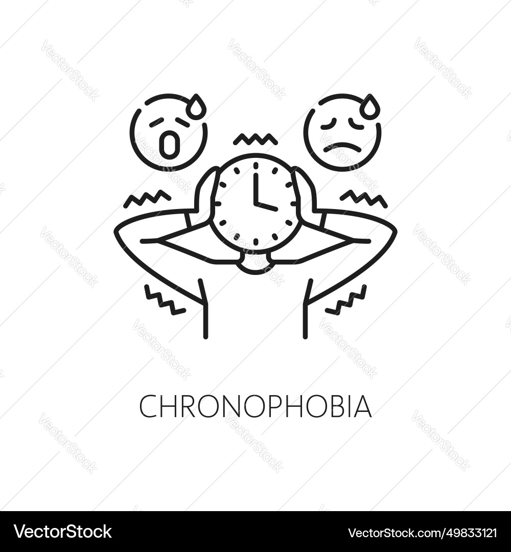 Human chronophobia phobia mental health icon Vector Image