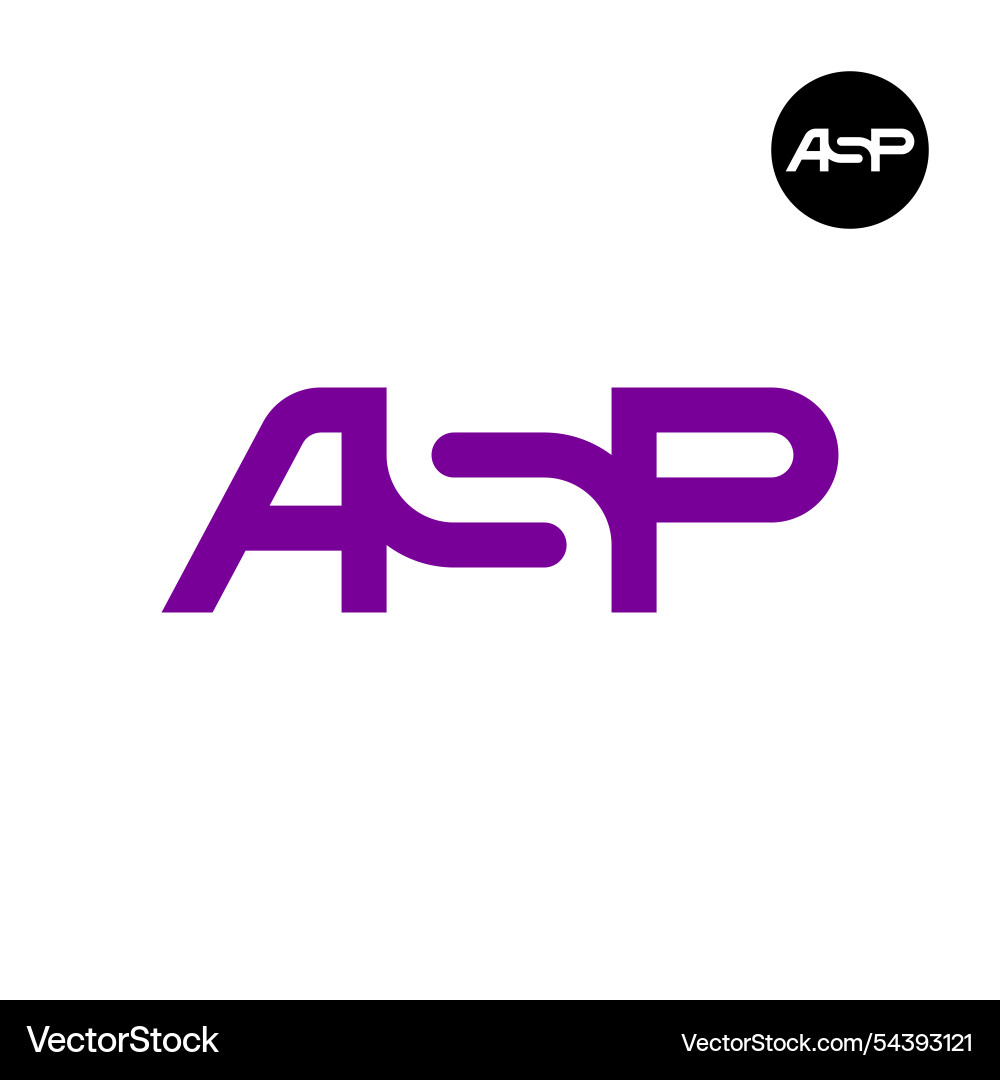 Letter asp logo negative space Royalty Free Vector Image