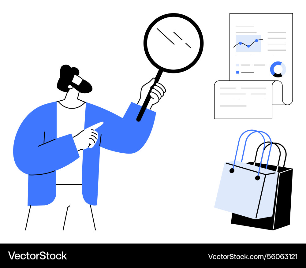 Man investigating financial documents with Vector Image