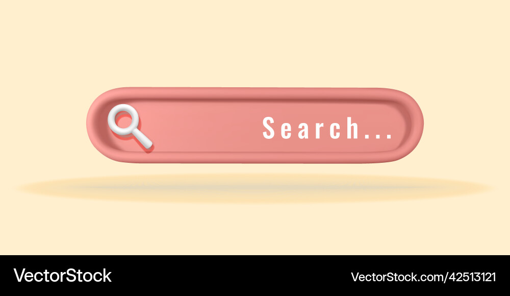 Realistic 3d search bar design element in cartoon Vector Image