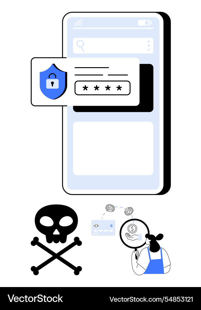 Smartphone login with password shield symbol Vector Image