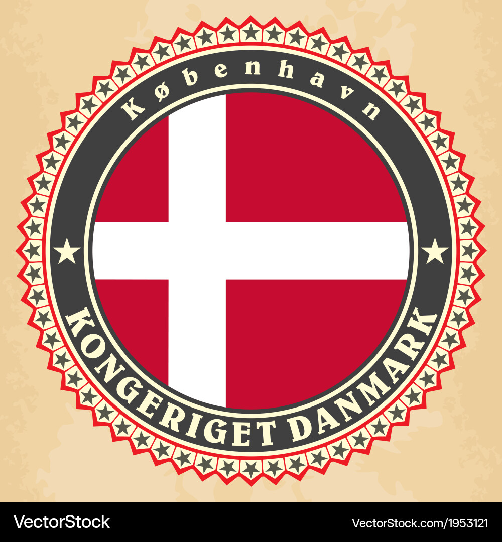 Vintage Label Karten von denmark flag Lizenzfreier Vektor