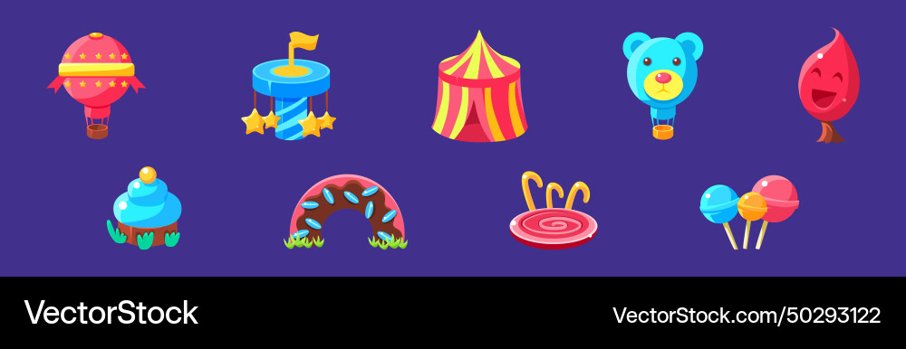 Amusement park and funfair object with candy Vector Image