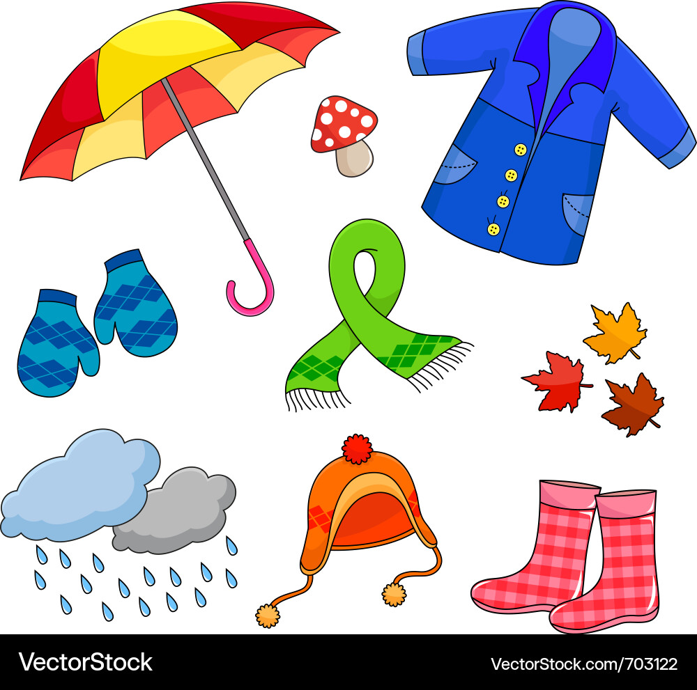 Autumn Weather Icons Royalty Free Vector Image